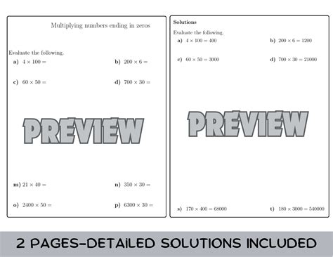 Multiplying Numbers Ending In Zeros Worksheet With Answers Teaching Resources