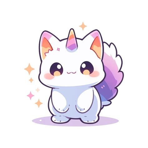 Adorable Pastel Unicorn Kitten Kawaii Sticker Unicorn Cat Kitten