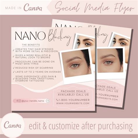Nanoblading Flyer Template Instagram Editable Pmu Nano Blading Flyers