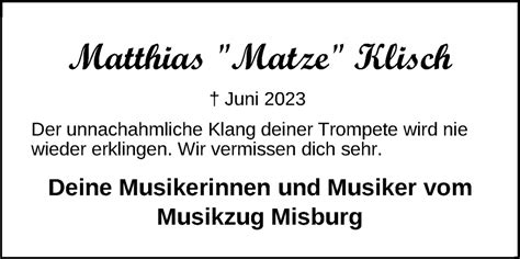 Traueranzeigen Von Matthias Klisch Trauer Anzeigen De