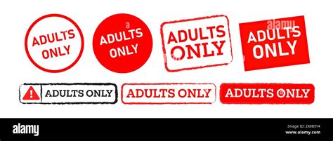 Adults Only Rectangle Square And Circle Stamp Label Sticker Sign For