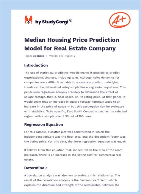 Median Housing Price Prediction Model For Real Estate Company Free