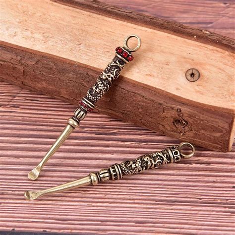 Metal Snuff Spoon Brass Dragon Red Stone Bongz Australia