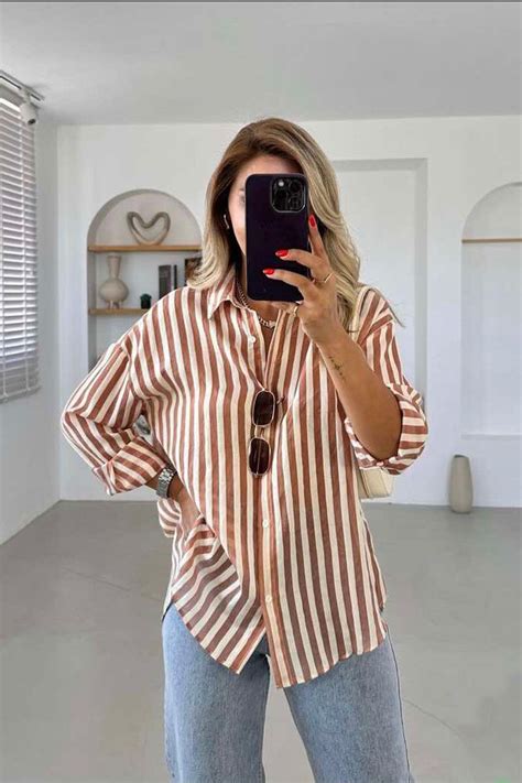 Lines Woman Shirt Brownkafe Shirts Klaudio Fashion 4s 171