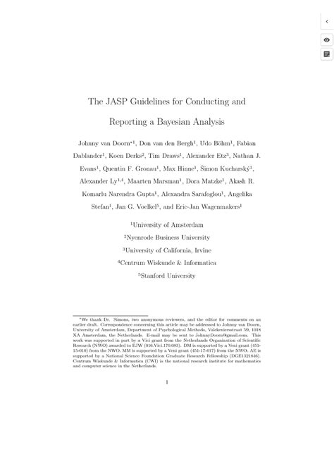 The Jasp Guidelines For Conducting And Reporting A Bayesian Analysis