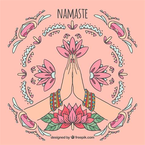 Free Vector Namaste Greeting Background With Ornaments