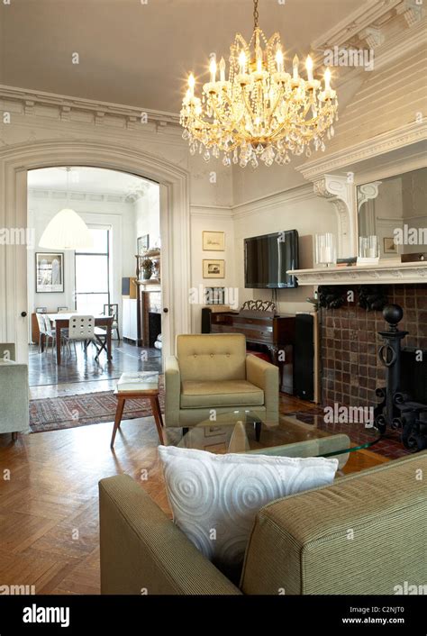 Brooklyn Brownstone Interior Linked Living Room And Dining Room With