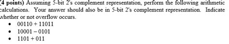 solved 14 points assuming 5 bit 2 s complement