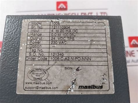 Masibus 1006 Flow Rate Totalizer 230vac Aeliya Marine