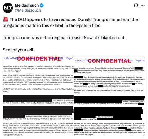 Unpacking Claim Trumps Name Was Redacted By Doj From Epstein Document
