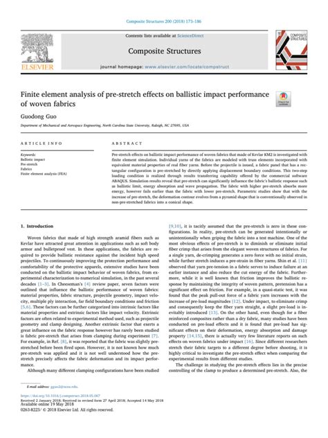 Finite Element Analysis Of Pre Stretch Effects On Ballistic Impact Performance Of Woven Fabrics