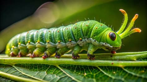 A Detailed Closeup Of A Green Caterpillars Legs And Prolegs On A Leaf
