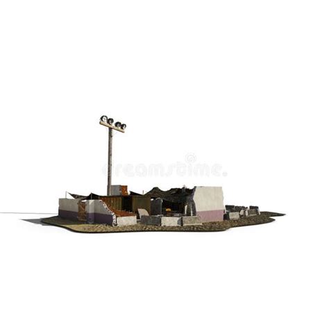 3d Rendered Scale Model Of An Old Streetlight In A Post Warzone Area
