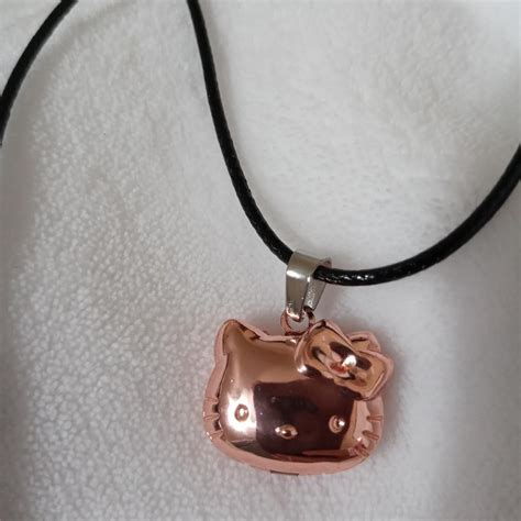 Hello Kitty Locket Necklace Rose Gold Tone Leather Depop
