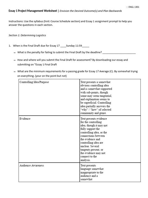 Utf 8project Worksheet 1301 2 2 Pdf Essays Peer Review