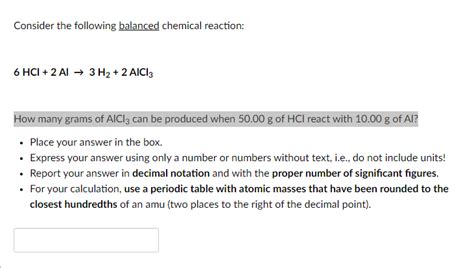 Solved Consider The Following Balanced Chemical Reaction Chegg