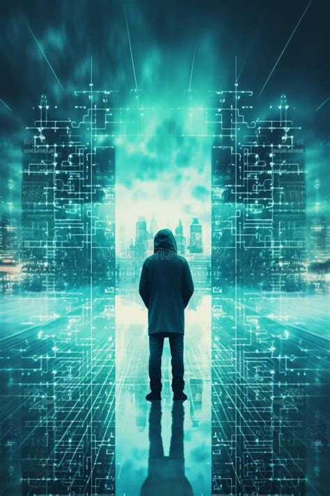 Cybersecurity Concept Padlock Circuit Board Data Center Stock Image Image Of Wireframe Lock