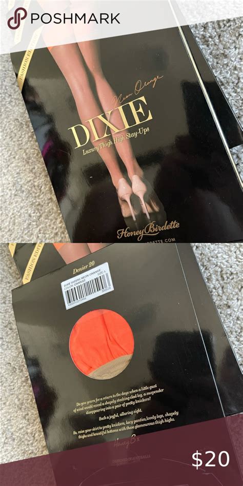 Honey Birdette Dixie Stockings Lovely Legs Stockings Neon Orange