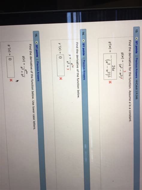 Solved Find The Derivative For The Function Assume A Is A