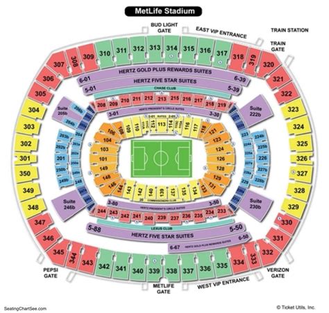 Metlife Stadium Interactive Seating Chart Printable Holiday Calendar
