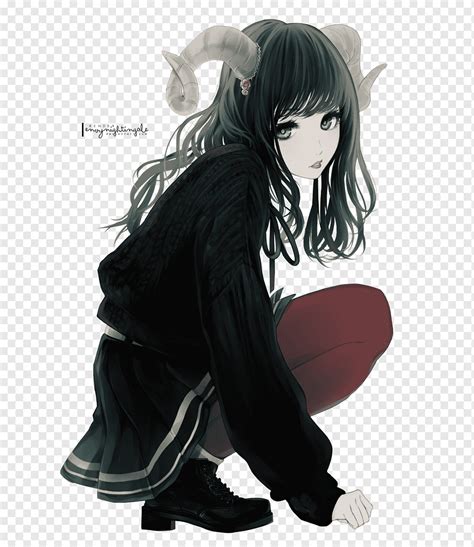 Anime Dibujando Demonio Femenino Anime Girl Demonio Pelo Negro Manga