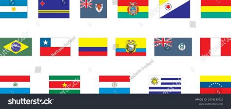 South America Flags Collection Vector Set Stock Vector Royalty Free