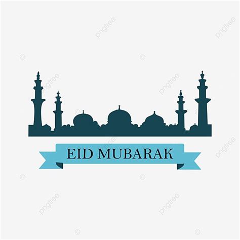 Eid Mubarak Watercolor Vector Hd Images Ilustrasi Pita Bertuliskan Eid