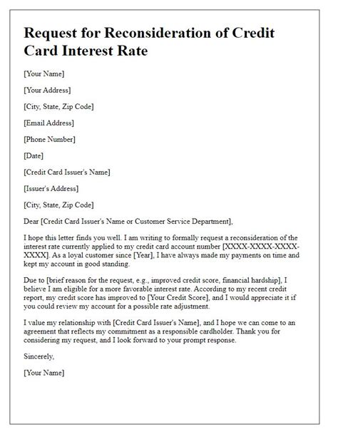 Letter Template For Credit Card Interest Rate Reduction Free Samples