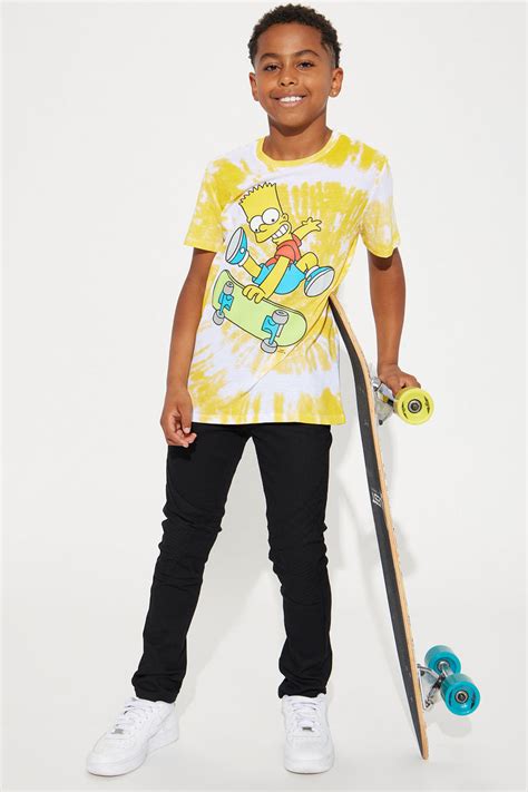 Mini Bart Simpson In Action Tie Dye Tee Yellow Fashion Nova