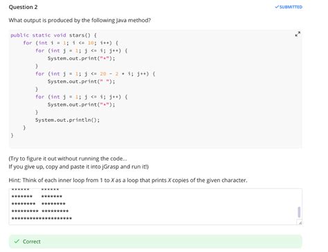 Solved Question 2 Submitted What Output Is Produced By The