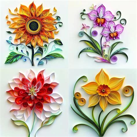 Flowers Images Clipart Paper Quilling Art Of 20 Pictures Instant