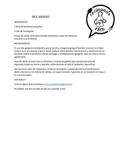 Rice Krispies Pdf