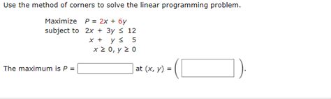 Jse The Method Of Corners To Solve The Linear