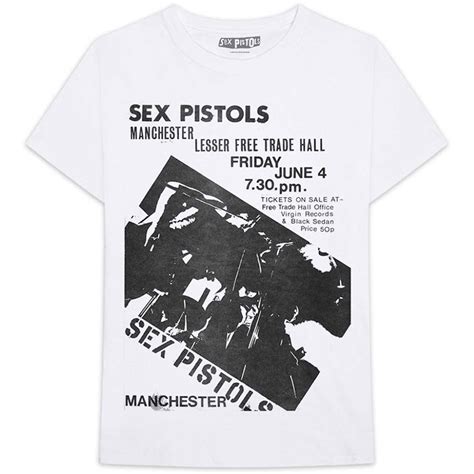 Sex Pistols Manchester Flyer White T Shirt Clarity Records