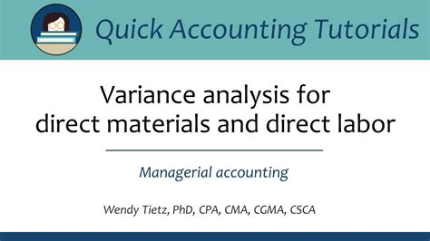 Variance Analysis Basic Accounting Youtube
