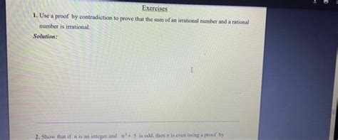 solved exercises 1 use a proof by contradiction to prove
