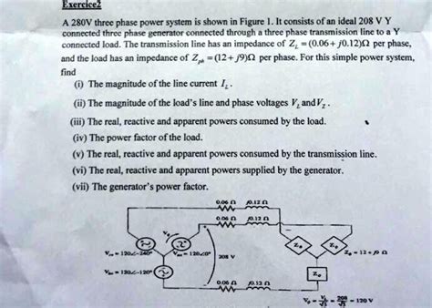solved exercise 2 a 280v three phase power system is shown in figure
