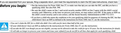 Schedule Eic Instructions Claiming The Earned Income Credit