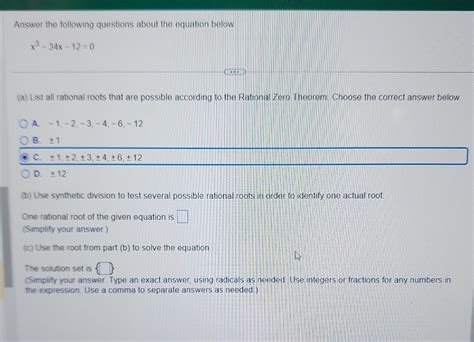 Solved Answer The Following Questions About The Equation