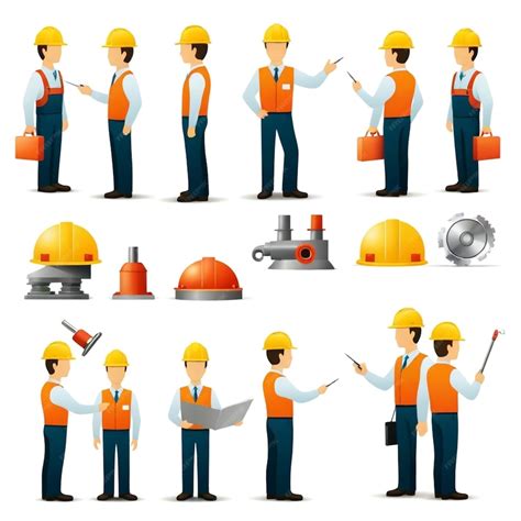 Engineering Team Vector Set White Background Isolated A High Premium Ai Generated Vector