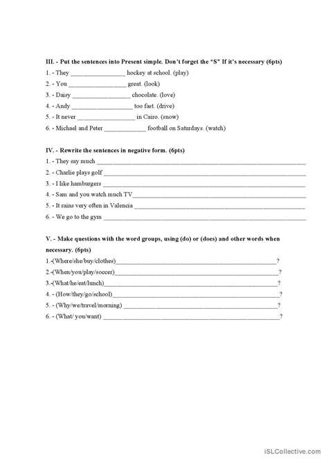 Present Simple Test Français Fle Fiches Pedagogiques Pdf And Doc