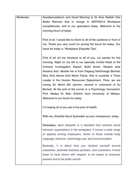 Moderator Script Pdf