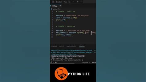 Splitting And Replacing String In Python Telugu Youtube