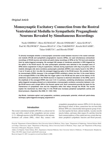 pdf monosynaptic excitatory connection from the rostral ventrolateral