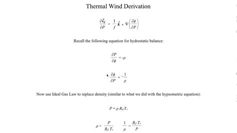 Metr2023 Lecture 12 Segment 3 Derivation Of Thermal Wind Youtube