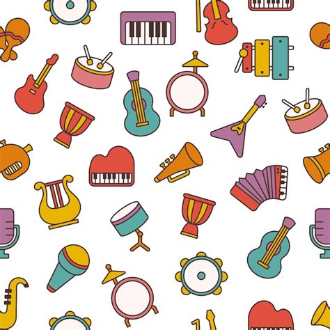 Premium Vector Musical Instruments Seamless Pattern