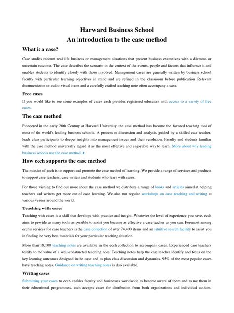 Case Method Harvard Pdf Strategic Management Business School