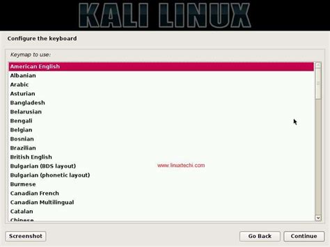 Keyboard Layout During Kalilinux Installation