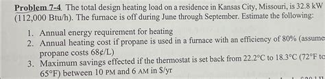 Solved Problem 7 4 ﻿the Total Design Heating Load On A