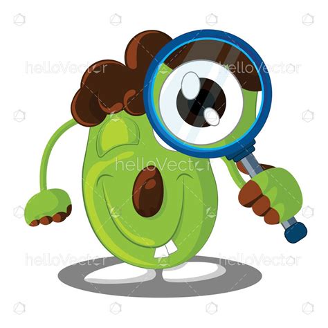 Cute Cartoon Looking Through Magnifying Glass Vector Illustration